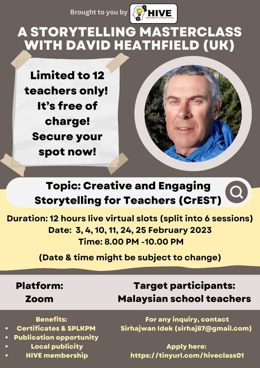 Storytelling Masterclass with David Heathfield – HIVE Educators ...